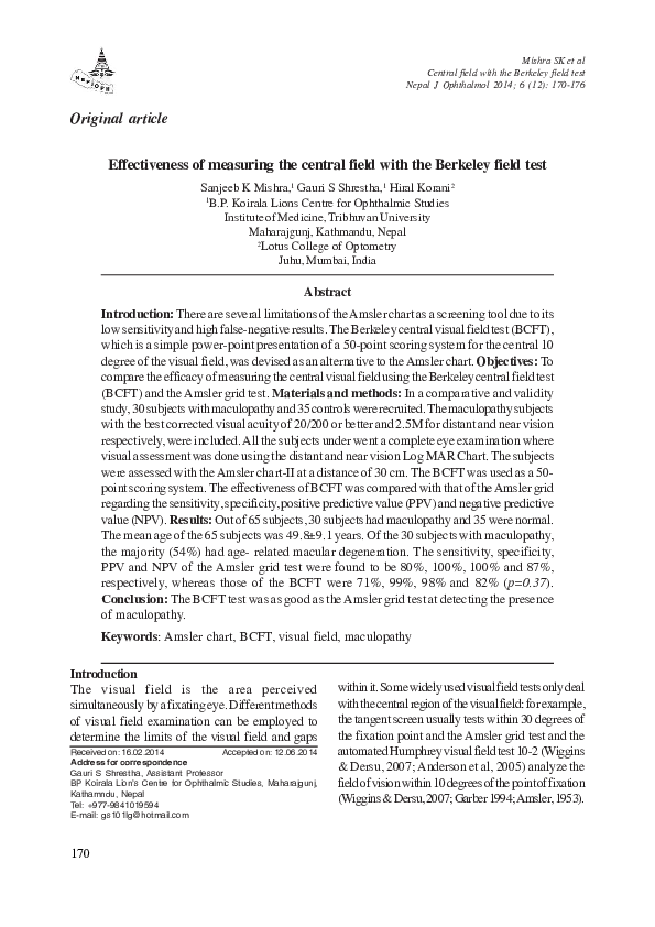 (PDF) Effectiveness of measuring the central field with the Berkeley ...