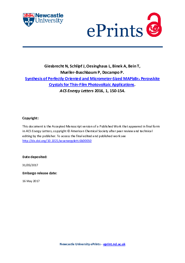 (PDF) Synthesis of Perfectly Oriented and Micrometer-Sized MAPbBr3 ...