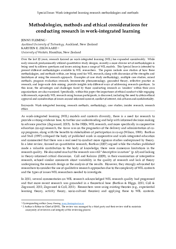 (PDF) Methodologies, Methods and Ethical Considerations for Conducting ...