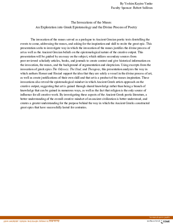 (PDF) The Invocations of the Muses: An Exploration into Greek ...