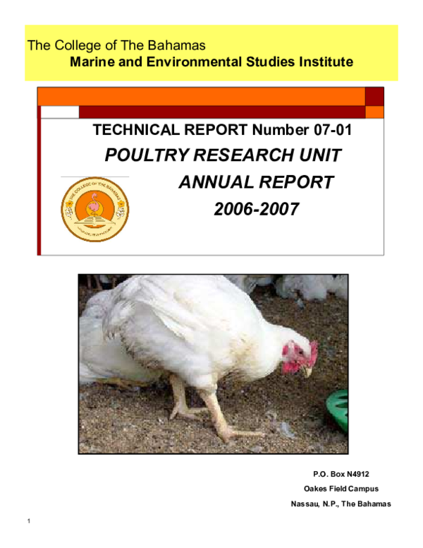 (PDF) POULTRY RESEARCH UNIT ANNUAL REPORT