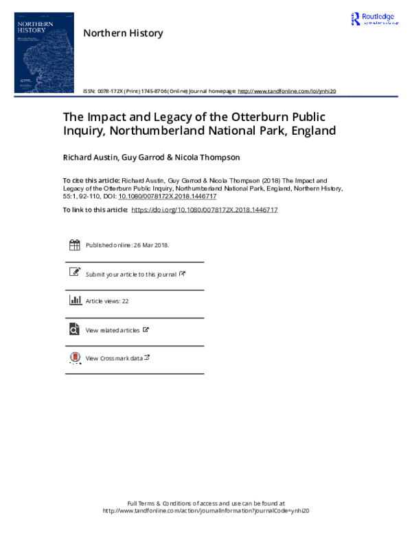 (PDF) The Impact and Legacy of the Otterburn Public Inquiry ...