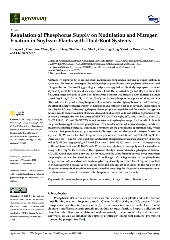 (PDF) Regulation of Phosphorus Supply on Nodulation and Nitrogen ...