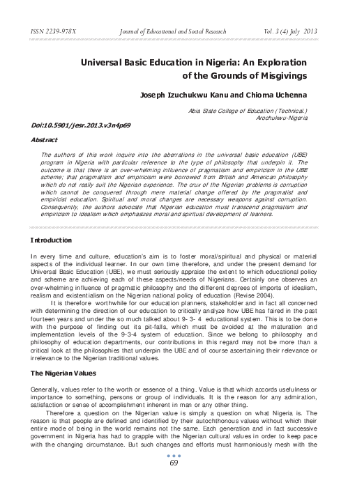 (PDF) Universal Basic Education in Nigeria: An Exploration of the ...