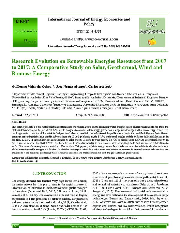(PDF) Research Evolution on Renewable Energies Resources from 2007 to ...
