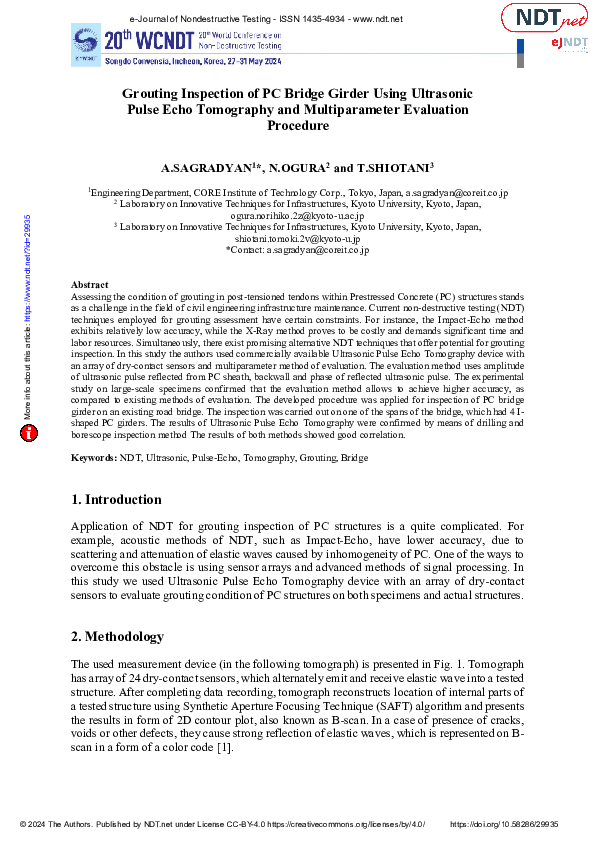 (PDF) Ultrasonic Tomography for Grouting Inspection in PC Bridges