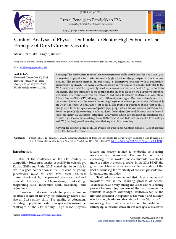 (PDF) Content Analysis of Physics Textbooks for Senior High School on The Principle of Direct ...