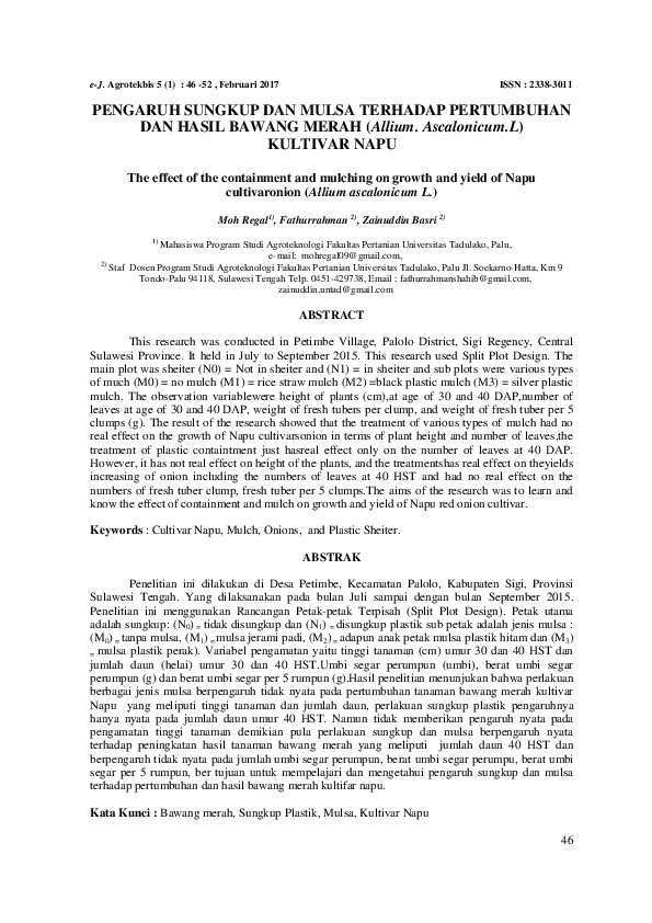 (PDF) The effect of the containment and mulching on growth and yield of ...