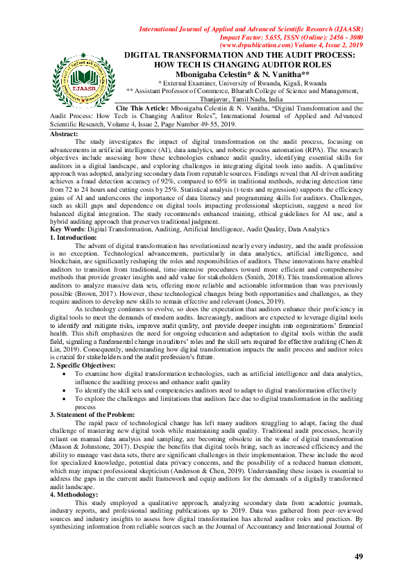 (PDF) DIGITAL TRANSFORMATION AND THE AUDIT PROCESS: HOW TECH IS ...