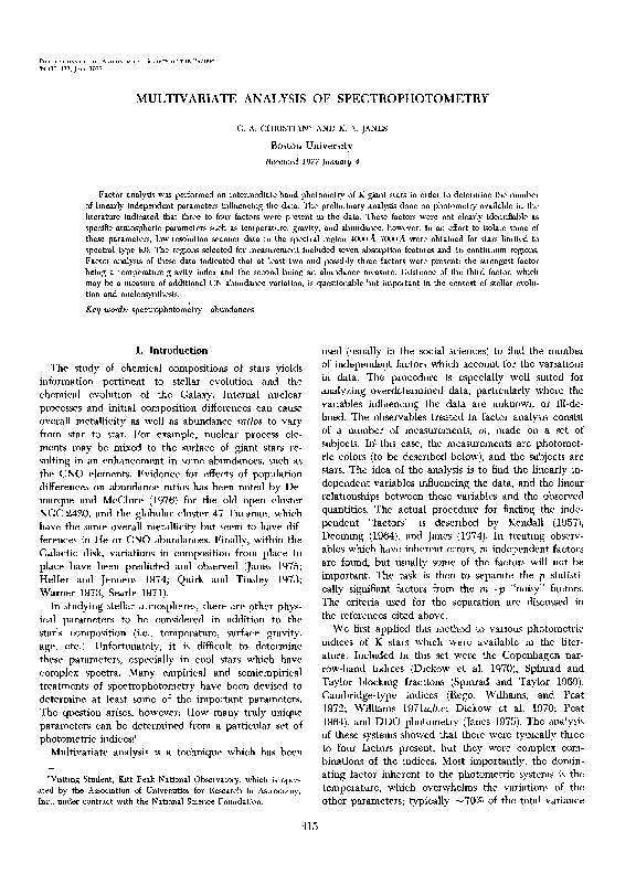 (PDF) Multivariate analysis of spectrophotometry