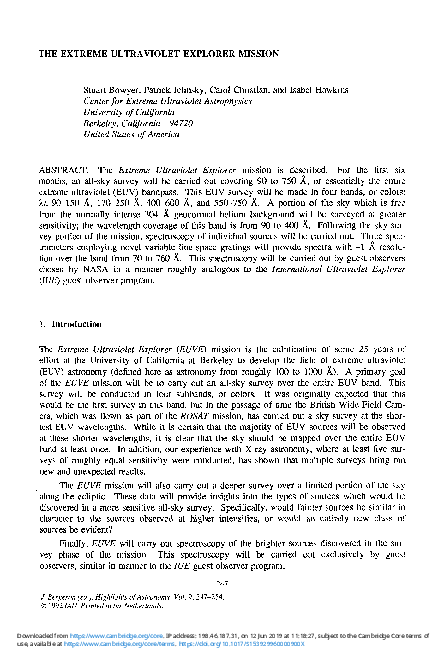 (PDF) The extreme ultraviolet explorer mission