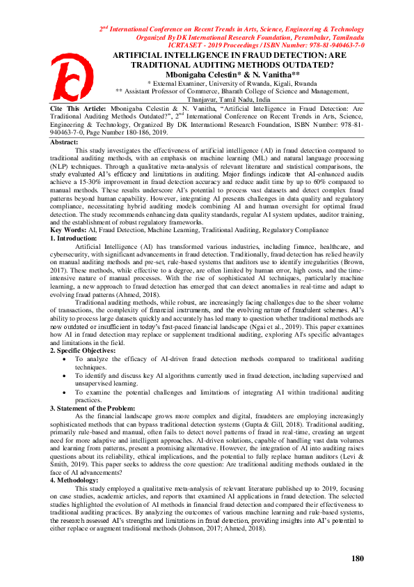 (PDF) ARTIFICIAL INTELLIGENCE IN FRAUD DETECTION: ARE TRADITIONAL AUDITING METHODS OUTDATED?