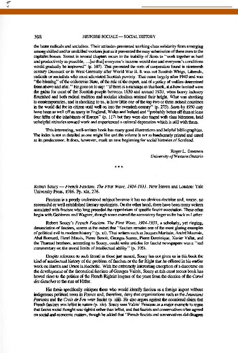 (PDF) Robert Soucy — French Fascism. The First Wave, 1924-1933