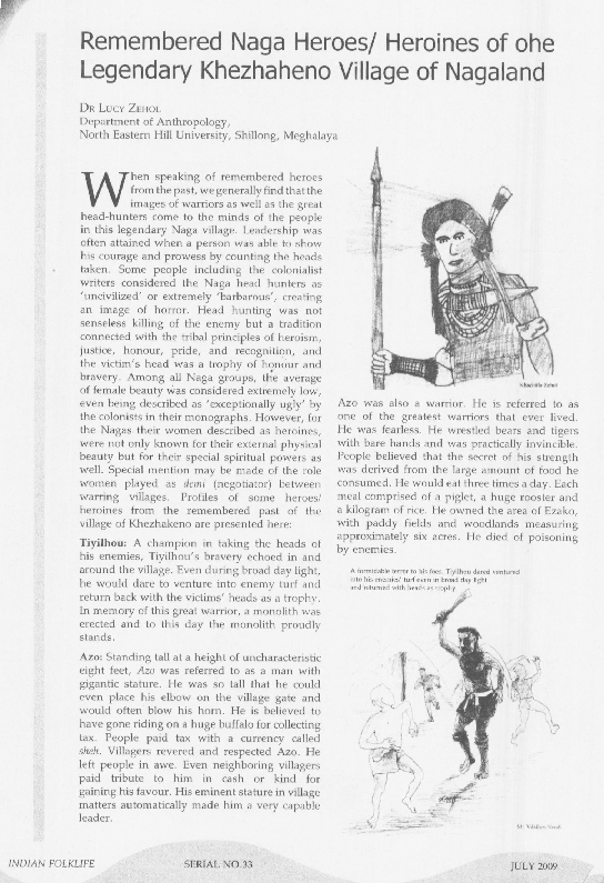 (PDF) Remembered Naga heroes/heroines of ohe legendary khezhaheno ...