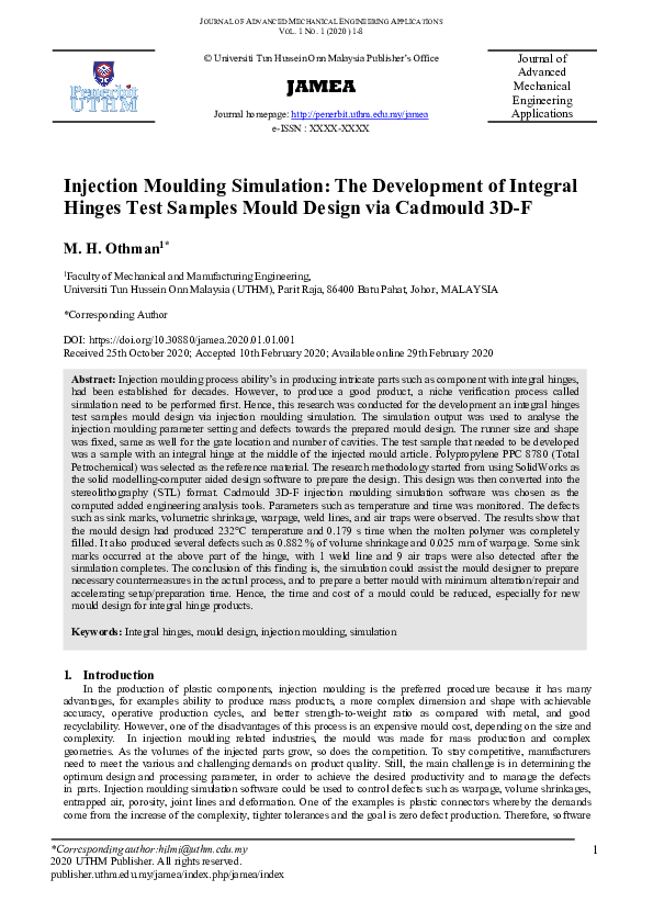 Pdf Injection Moulding Simulation