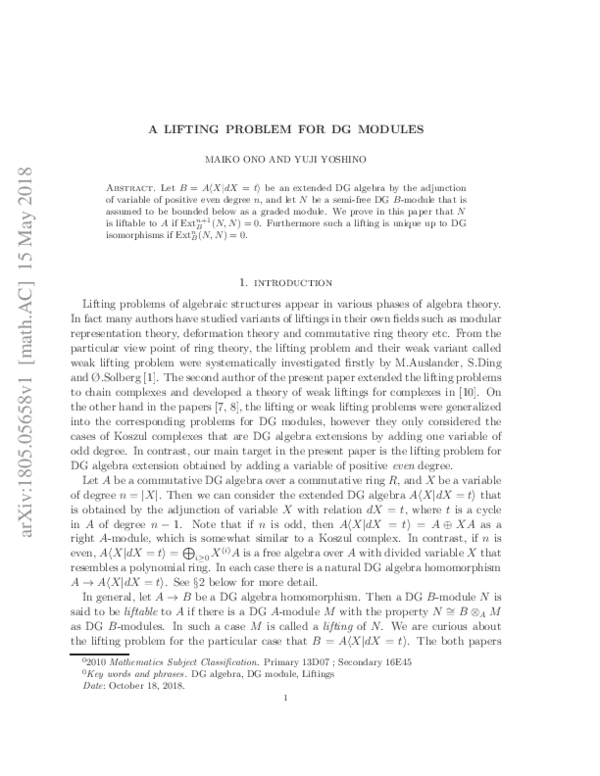 (PDF) A lifting problem for DG modules