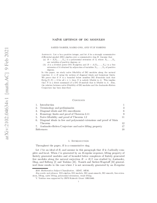 (PDF) Naïve liftings of DG modules
