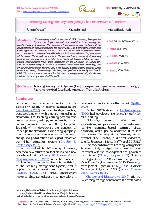 (PDF) Teacher Perspectives on Learning Management Systems