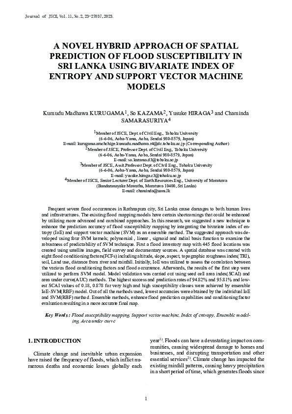 (PDF) A Novel Hybrid Approach of Spatial Prediction of Flood Susceptibility in Sri Lanka Using ...
