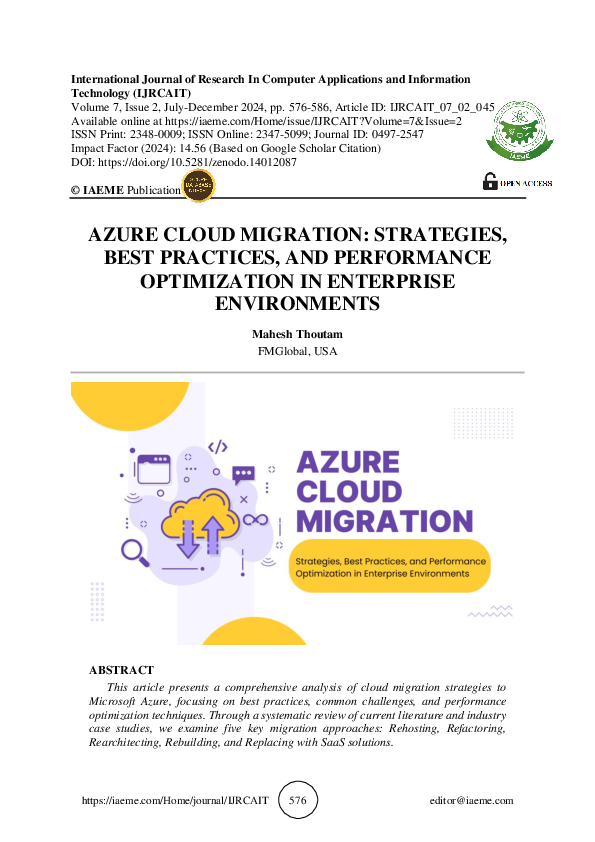 (PDF) AZURE CLOUD MIGRATION: STRATEGIES, BEST PRACTICES, AND PERFORMANCE OPTIMIZATION IN ...
