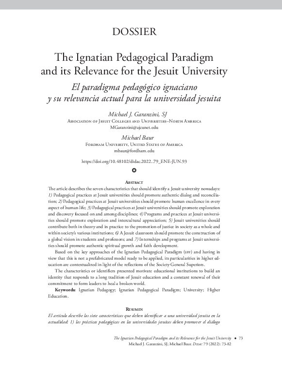 (PDF) The Ignatian Pedagogical Paradigm and its Relevance for the ...