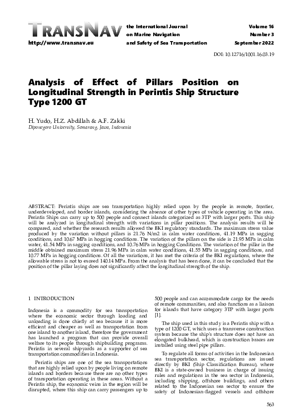 (PDF) Analysis of Effect of Pillars Position on Longitudinal Strength in Perintis Ship Structure ...