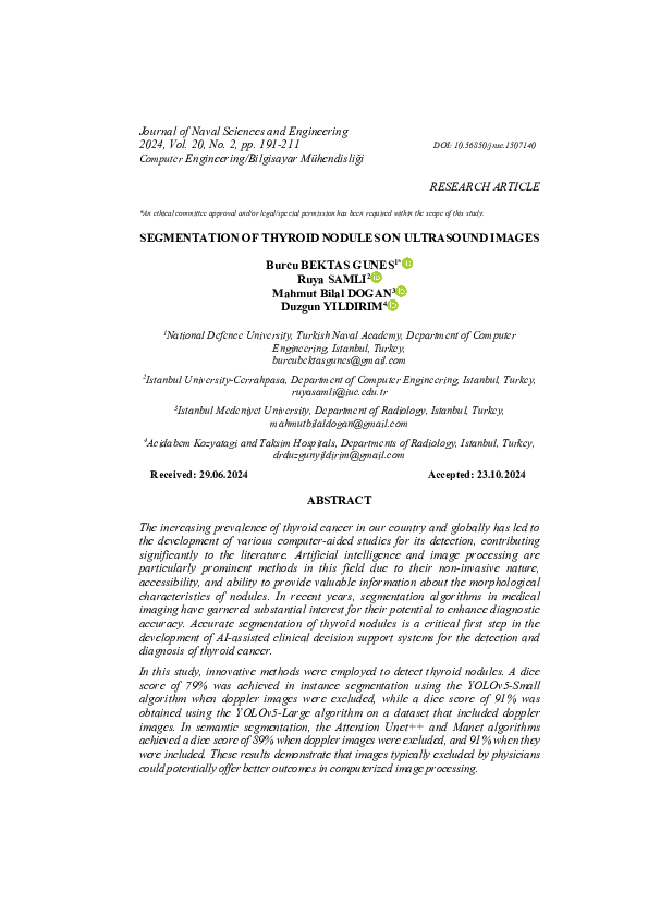 (PDF) SEGMENTATION OF THYROID NODULES ON ULTRASOUND IMAGES