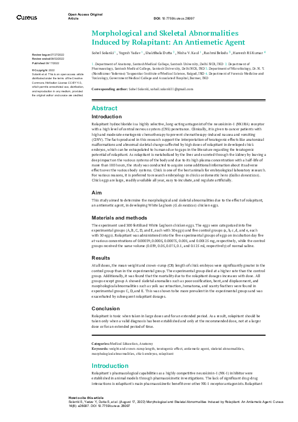 (PDF) Morphological and Skeletal Abnormalities