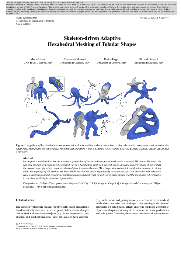 (PDF) Skeleton-driven Adaptive Hexahedral Meshing of Tubular Shapes