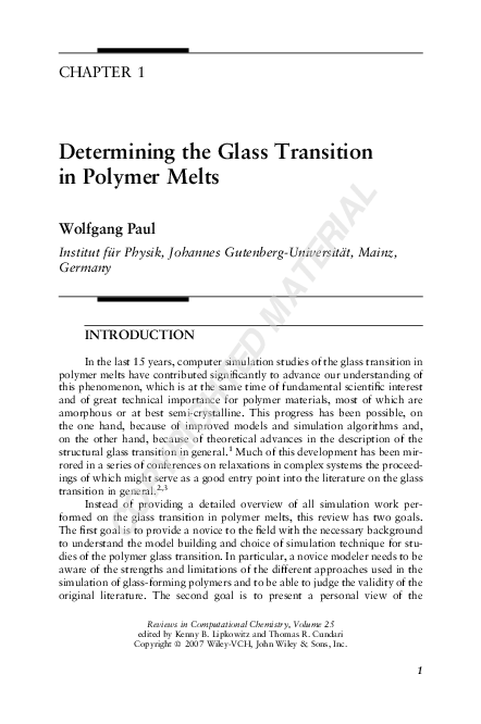 (PDF) Determining the Glass Transition in Polymer Melts | Wolfgang Paul ...