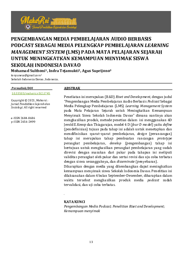 (PDF) Pengembangan Media Pembelajaran Audio Berbasis Podcast Sebagai Media Pelengkap ...
