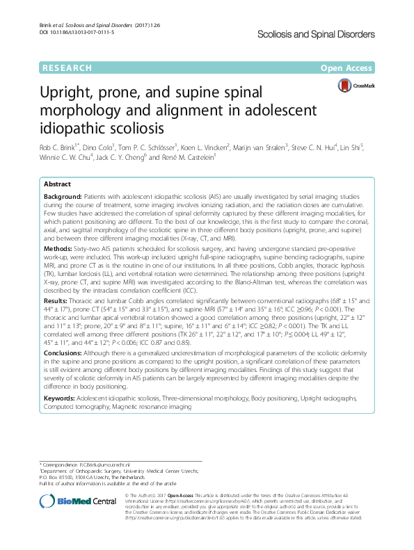 (PDF) Upright, prone, and supine spinal morphology and alignment in ...