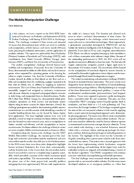 (PDF) The Mobile Manipulation Challenge [Competitions