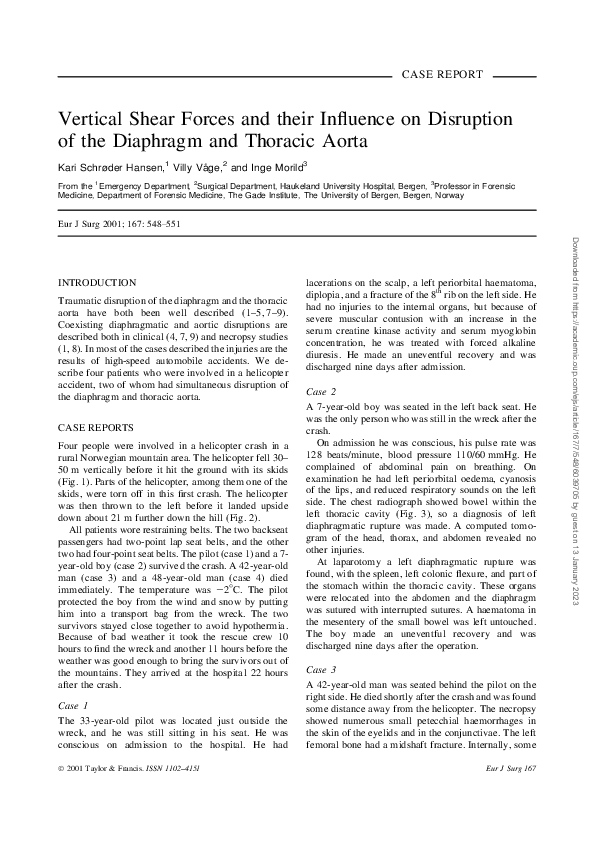 (PDF) Vertical Shear Forces and their Influence on Disruption of the ...