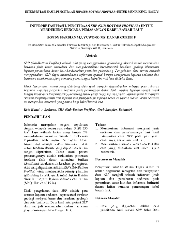 (PDF) Interpretasi Hasil Pencitraan SBP (Sub-Bottom Profiler) Untuk ...