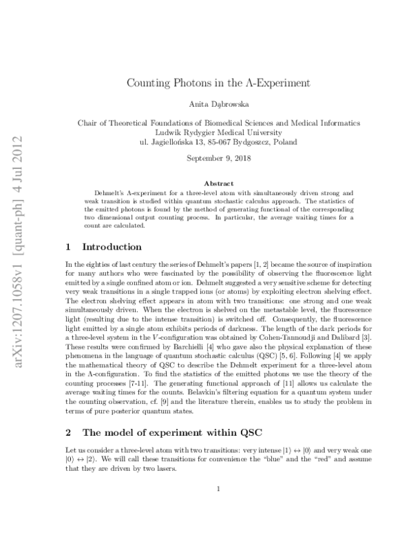 (PDF) Counting Photons in the Lambda-Experiment