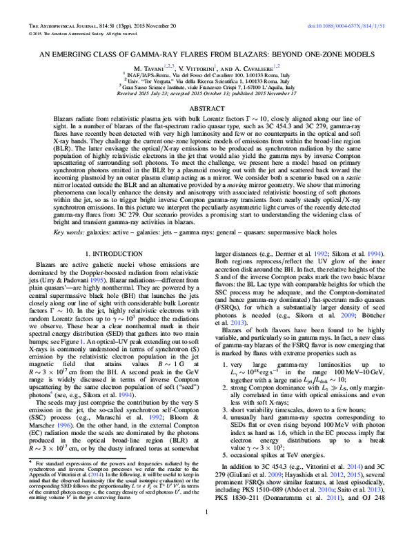 (PDF) An Emerging Class of Gamma-Ray Flares from Blazars: Beyond One ...