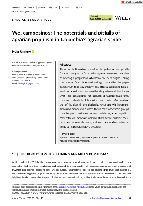 (PDF) We, campesinos- The potentials and pitfalls of agrarian populism ...