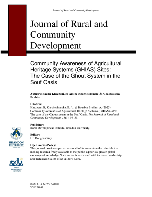 (PDF) Community awareness of Agricultural Heritage Systems (GHIAS ...