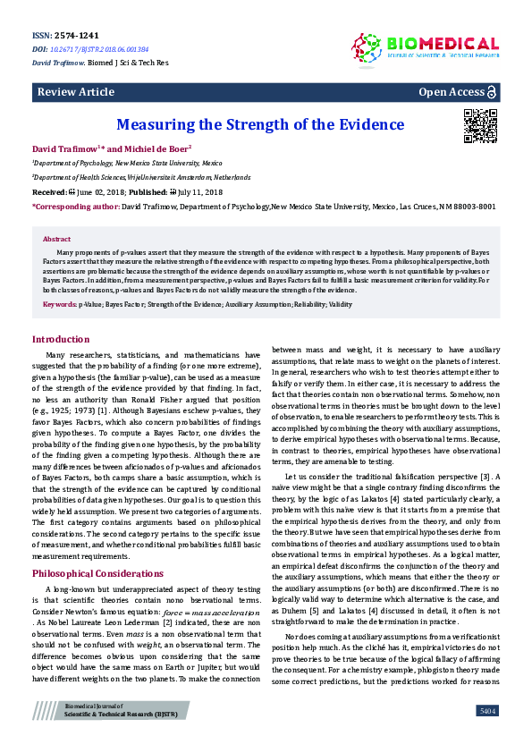 (PDF) Measuring the Strength of the Evidence