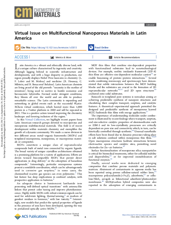(PDF) Virtual Issue on Multifunctional Nanoporous Materials in Latin ...