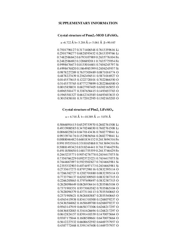 (PDF) Crystal Structure, Energetics, And Electrochemistry of Li2FeSiO4 ...