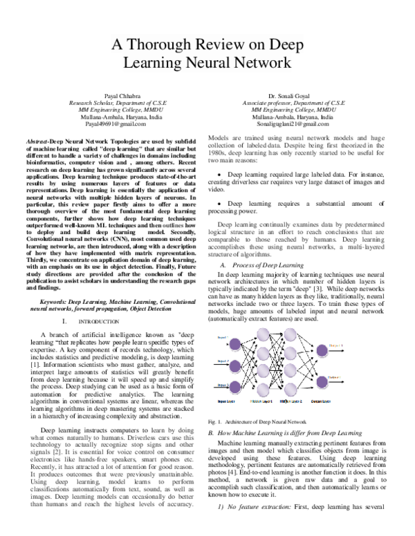 (PDF) A Thorough Review on Deep Learning Neural Network