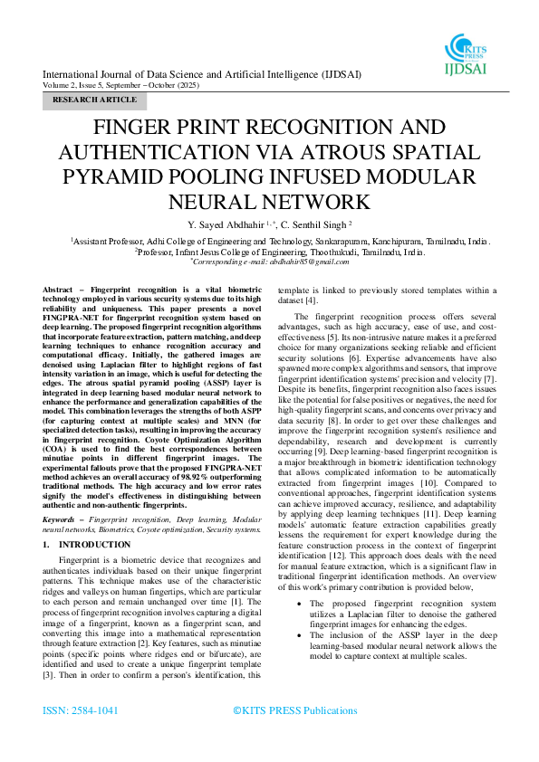 (PDF) FINGERPRINT RECOGNITION AND AUTHENTICATION VIA ATROUS SPATIAL PYRAMID POOLING INFUSED ...