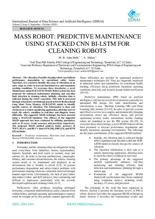 (PDF) MASS ROBOT: PREDICTIVE MAINTENANCE USING STACKED CNN BI-LSTM FOR ...