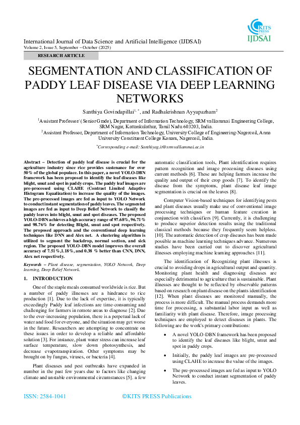 (PDF) SEGMENTATION AND CLASSIFICATION OF PADDY LEAF DISEASE VIA DEEP ...