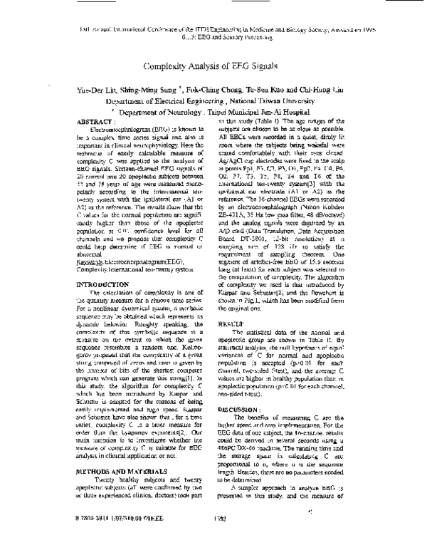 (PDF) Complexity analysis of EEG signals