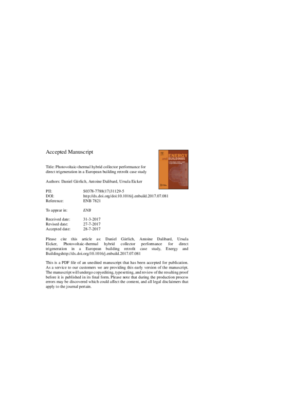 (PDF) Photovoltaic-thermal hybrid collector performance for direct ...