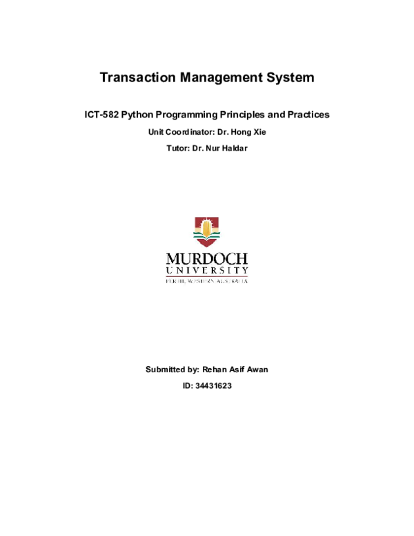 (PDF) Transaction Management System