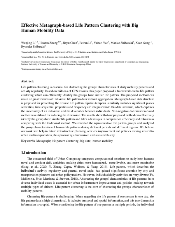 (PDF) Effective Metagraph-based Life Pattern Clustering with Big Human ...